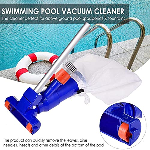 Pool Cleaner Portable Swimming Pool Fountain Vacuum Brush Cleaner Cleaning Tool with 5 Section Pole can be Attached to Garden Hose Underwater Cleaner for Above Spa Pool Ground Tub Pond Fountain