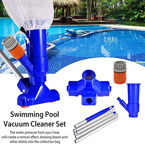 Pool Cleaner Portable Swimming Pool Fountain Vacuum Brush Cleaner Cleaning Tool with 5 Section Pole can be Attached to Garden Hose Underwater Cleaner for Above Spa Pool Ground Tub Pond Fountain