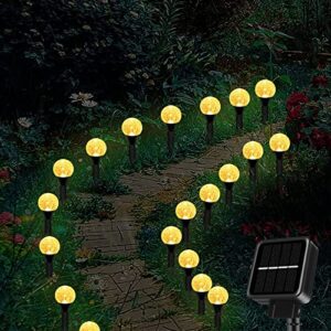 pinpon 2 pack solar lights outdoor 22 ft 20 led 8 modes mini crystal bubble outdoor fairy globe string lights waterproof garden decor landscape lighting for pathway walkway patio yard