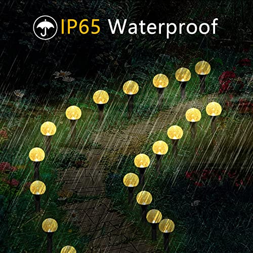 PINPON 2 Pack Solar Lights Outdoor 22 FT 20 LED 8 Modes Mini Crystal Bubble Outdoor Fairy Globe String Lights Waterproof Garden Decor Landscape Lighting for Pathway Walkway Patio Yard