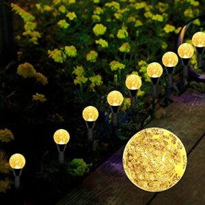 PINPON 2 Pack Solar Lights Outdoor 22 FT 20 LED 8 Modes Mini Crystal Bubble Outdoor Fairy Globe String Lights Waterproof Garden Decor Landscape Lighting for Pathway Walkway Patio Yard