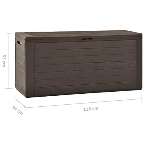 INLIFE 77 Gallon Garden Storage Box Outdoor Cushion Deck Patio Storage Chest Storing Pillow Tool Box Blanket Indoor Interior Container 45.7"x17.3"x21.7"(Brown)