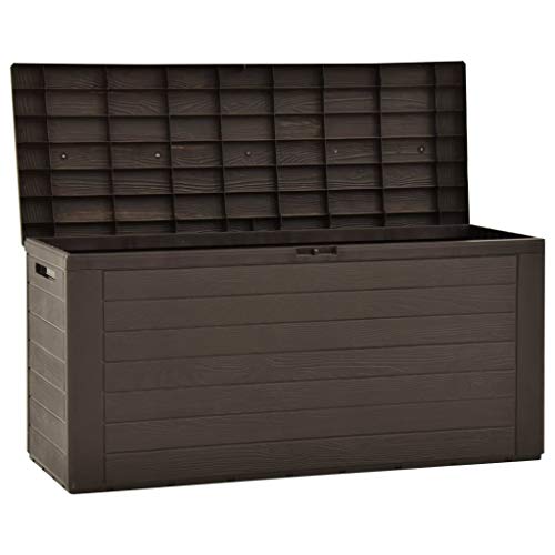 INLIFE 77 Gallon Garden Storage Box Outdoor Cushion Deck Patio Storage Chest Storing Pillow Tool Box Blanket Indoor Interior Container 45.7"x17.3"x21.7"(Brown)