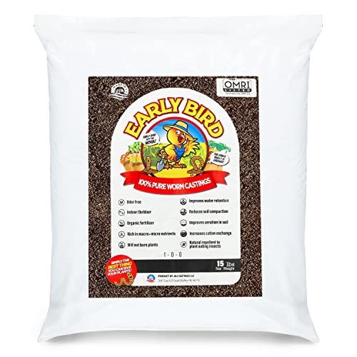 100% Pure Worm Castings Rich in Micro Nutrients - Odor Free Organic Plant Fertilizer for Indoor/Outdoor Use - Helps Reduce Soil Compaction, Improve Soil Aeration, Increase Water Retention, and More