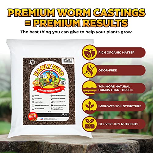 100% Pure Worm Castings Rich in Micro Nutrients - Odor Free Organic Plant Fertilizer for Indoor/Outdoor Use - Helps Reduce Soil Compaction, Improve Soil Aeration, Increase Water Retention, and More