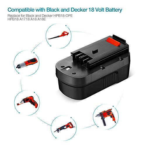 ORHFS 1Pack 4.0Ah HPB18 18V Ni-Mh Replacement Battery for Black and Decker 244760-00 A1718 FS18FL FSB18 Firestorm Cordless Power Tools 