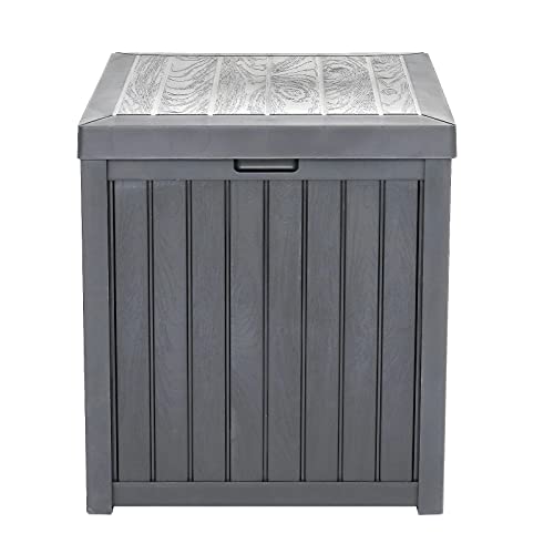 UDeuxff Garden Storage Box,Resin Deck,Indoor and Outdoor Garden Plastic Storage Deck Box Chest Tools Cushions Toys Seat for Patio Cushions and Gardening Tools,Waterproof (Grey,51 Gal)