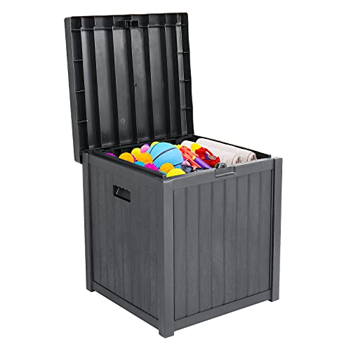 UDeuxff Garden Storage Box,Resin Deck,Indoor and Outdoor Garden Plastic Storage Deck Box Chest Tools Cushions Toys Seat for Patio Cushions and Gardening Tools,Waterproof (Grey,51 Gal)