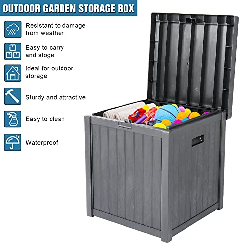 UDeuxff Garden Storage Box,Resin Deck,Indoor and Outdoor Garden Plastic Storage Deck Box Chest Tools Cushions Toys Seat for Patio Cushions and Gardening Tools,Waterproof (Grey,51 Gal)