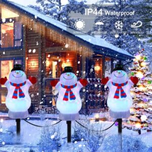 Christmas Snowman Pathway Lights Outdoor Decoration, Snowman Landscape Path Lights Stake, Walkway String Lights for Holiday Outside Yard Lawn Porch Lane Garden Decor, Plug in