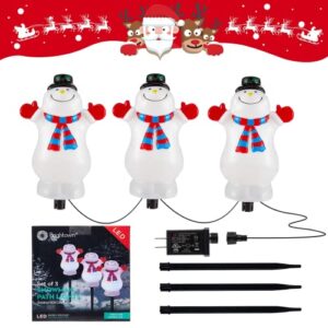 Christmas Snowman Pathway Lights Outdoor Decoration, Snowman Landscape Path Lights Stake, Walkway String Lights for Holiday Outside Yard Lawn Porch Lane Garden Decor, Plug in