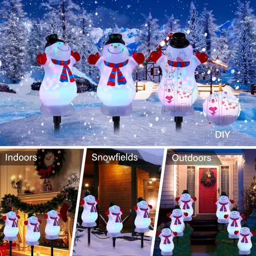 Christmas Snowman Pathway Lights Outdoor Decoration, Snowman Landscape Path Lights Stake, Walkway String Lights for Holiday Outside Yard Lawn Porch Lane Garden Decor, Plug in