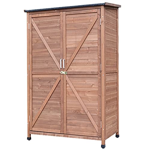 Wooden Garden Tool Storage Cabinet, Extra Tall Outdoor Shed for Patio Furniture, Lawn Mower, Backyard Storage Organizer, Large Lockable Garden House (Size : A)