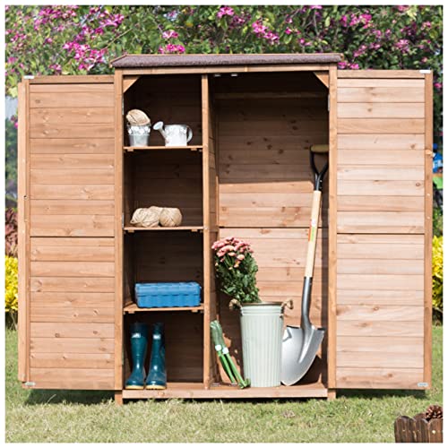 Wooden Garden Tool Storage Cabinet, Extra Tall Outdoor Shed for Patio Furniture, Lawn Mower, Backyard Storage Organizer, Large Lockable Garden House (Size : A)