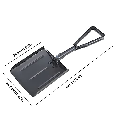 SKFVKAB Car Snow Shovel Large Capacity Foldable Lightweight Aluminum Alloy Telescopic Portable Snow Shovel Parent Child Play Snow Garden Camping Shovel Speed Clean Foam Car Interior (Black, One Size)