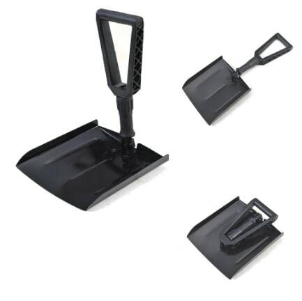 SKFVKAB Car Snow Shovel Large Capacity Foldable Lightweight Aluminum Alloy Telescopic Portable Snow Shovel Parent Child Play Snow Garden Camping Shovel Speed Clean Foam Car Interior (Black, One Size)