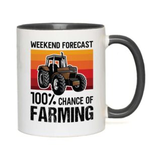 bubble hugs farmer birthday two tone black edition coffee mug 11oz – forecast farming – dry farming farm ranch market garden agricultural seed drill acre hay tractor farmer crops