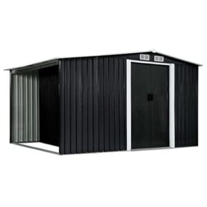 mengk garden shed with sliding doors anthracite 129.7″x51.6″x70.1″ steel