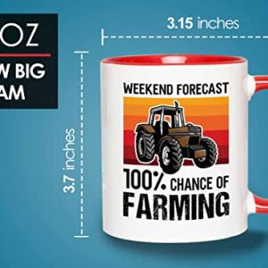 Bubble Hugs Farmer Birthday Two Tone Red Edition Coffee Mug 11oz - Forecast Farming - Dry Farming Farm ranch Market Garden Agricultural Seed Drill Acre Hay Tractor Farmer Crops