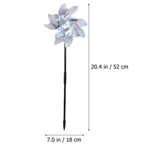 DOITOOL 2pcs Garden Wind Spinner Bird Blinder Pinwheel Windmill Sparkly Holographic Pin Wheel Spinner Outdoor Decoration for Yard Lawn Patios