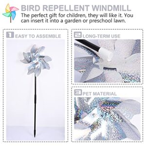 DOITOOL 2pcs Garden Wind Spinner Bird Blinder Pinwheel Windmill Sparkly Holographic Pin Wheel Spinner Outdoor Decoration for Yard Lawn Patios