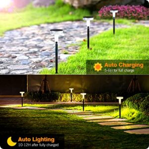 B-right Solar Pathway Lights, 2 Pack Solar Lights Outdoor Waterproof IP66 Auto On/Off Solar Powered Landscape Lights 3000K for Yard Path Garden Driveway Sidewalk (Warm White)