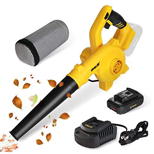 SHOP·AIR Cordless Leaf Blower & Vacuum, 2-IN-1 20V Leaf Blower with 7 Adjustable Speeds, 160CFM/100MPH Strong Power, Lightweight Handheld Blower for Lawn Care, Snow, Dust, Battery and Charger Included