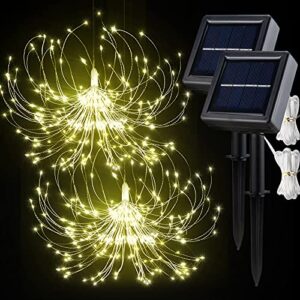 heageero solar starburst light 2 pack, outdoot chandelier lights 180 leds | solar umbrella fairy light | solar firework light | hanging decorative lights for party garden patio bedroom,diy light