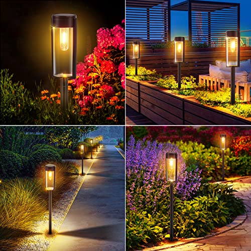 LETMY Solar Pathway Lights Outdoor, New Upgraded 6 Pack Solar Outdoor Lights, IP65 Waterproof Auto On/Off Solar Garden Lights Solar Powered Landscape Path Lights for Yard Lawn Patio Walkway Driveway