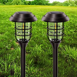 letmy solar pathway lights outdoor, 2 pack bright solar lights outdoor, ip65 waterproof auto on/off garden lights solar powered landscape lighting for yard patio walkway driveway pathway