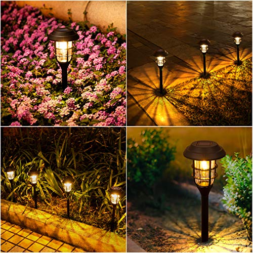 LETMY Solar Pathway Lights Outdoor, 2 Pack Bright Solar Lights Outdoor, IP65 Waterproof Auto On/Off Garden Lights Solar Powered Landscape Lighting for Yard Patio Walkway Driveway Pathway