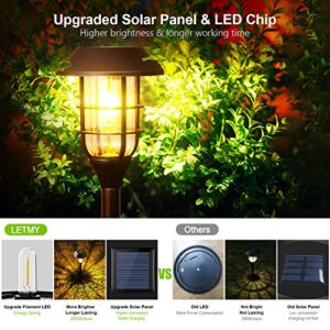 LETMY Solar Pathway Lights Outdoor, 2 Pack Bright Solar Lights Outdoor, IP65 Waterproof Auto On/Off Garden Lights Solar Powered Landscape Lighting for Yard Patio Walkway Driveway Pathway