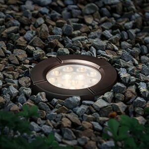 LEONLITE 6W Well Lights Landscape LED In Ground Outdoor, Low Voltage 12-24V AC/DC, IP67 Waterproof Aluminum in-Grade Up Lighting for Trees, CRI 90 3000K, Oil Rubbed Bronze, Pack of 6