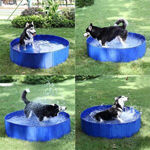 MengK Foldable Dog Padding Pool Swimming Pool Puppy Cat Bath Tub Outdoor Portable Pet Garden Water Pond Ideal for Pets L Size 120 * 30cm