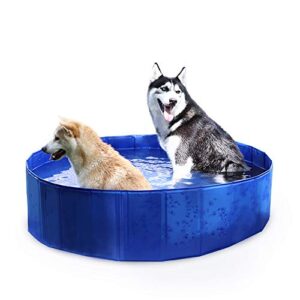 MengK Foldable Dog Padding Pool Swimming Pool Puppy Cat Bath Tub Outdoor Portable Pet Garden Water Pond Ideal for Pets L Size 120 * 30cm