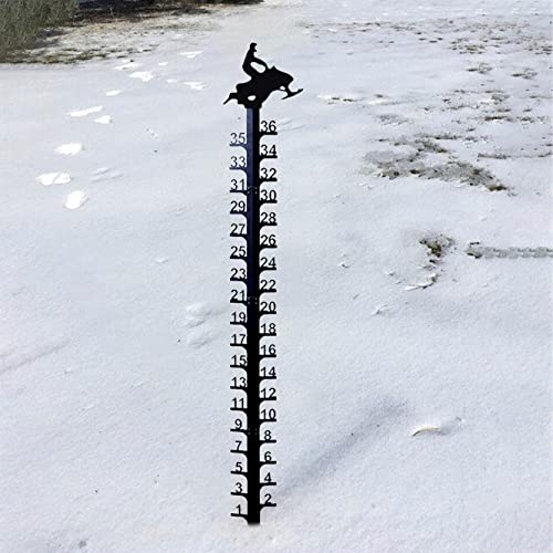 Hglyxoae 36in Snow Gauge Outdoor Iron Art Snow Gauge Snow Measuring Stick Outdoor Snowflake Snow Measuring Device Gauge Handmade Snow Measuring Stick for Garden Yard Decoration Gift (Snow Motocycle)