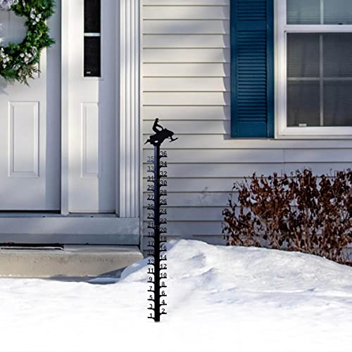 Hglyxoae 36in Snow Gauge Outdoor Iron Art Snow Gauge Snow Measuring Stick Outdoor Snowflake Snow Measuring Device Gauge Handmade Snow Measuring Stick for Garden Yard Decoration Gift (Snow Motocycle)