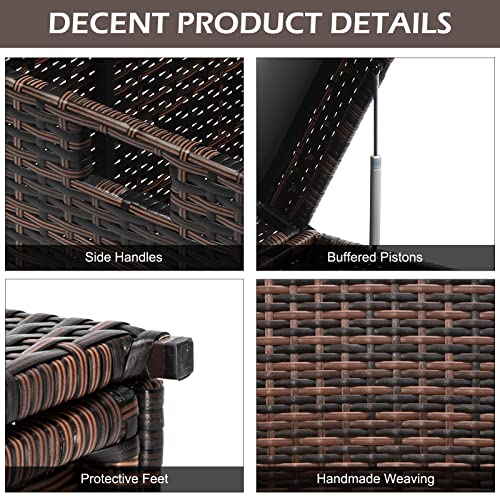 VINGLI Upgraded Version 136 Gallon Outdoor Storage Box, Patio Rattan Deck Box, Wicker Storage Bench for Indoor, Outdoor, Pool, Balcony, Yard, Garden – Dark Brown