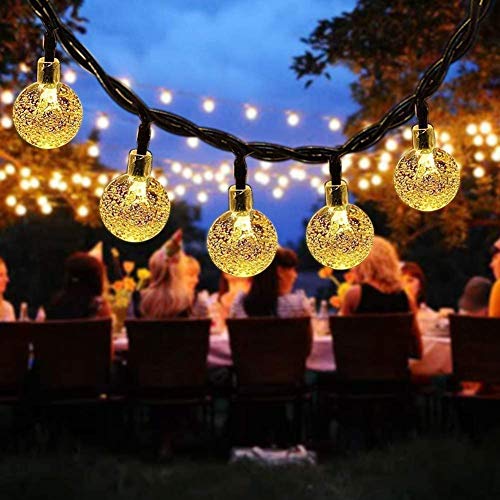 UPON Solar String Lights, 60 LED Outdoor Garden Solar Lights Crystal Ball Decorative Lights 36Ft Waterproof Indoor Outdoor Fairy Lights for Garden, Patio, Yard, Christmas [Warm White]