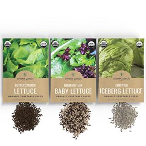 Sweet Yards Lettuce Lovers’ Organic Seed Variety Pack - 9 Unique Packets of Heirloom Non-GMO USDA Certified Organic Pure Seeds