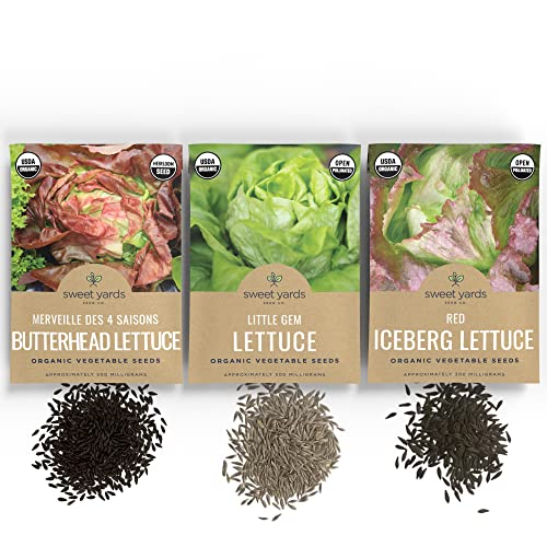 Sweet Yards Lettuce Lovers’ Organic Seed Variety Pack - 9 Unique Packets of Heirloom Non-GMO USDA Certified Organic Pure Seeds