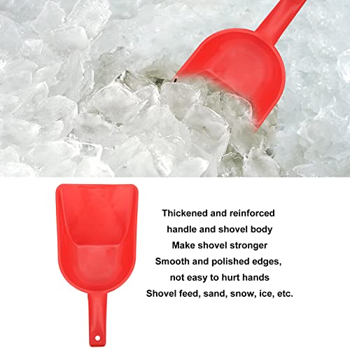 Plastic Feed Shovel PE Refrigerator Ice Mini Snow Scoop Garden Sand Shovel, Handle with Hook((Red))