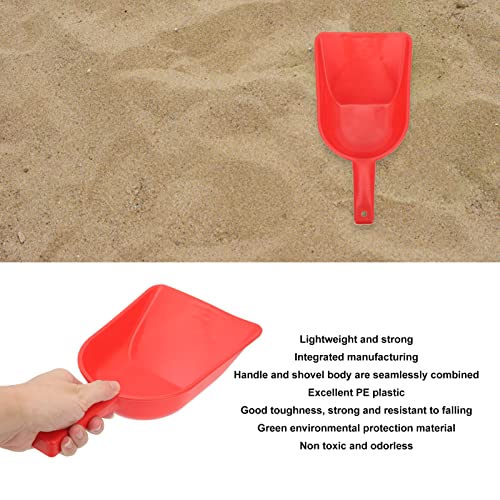 Plastic Feed Shovel PE Refrigerator Ice Mini Snow Scoop Garden Sand Shovel, Handle with Hook((Red))