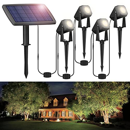 ropelux Solar Spot Lights Outdoor, Solar Outdoor Lights 3000 mAH, Solar Landscape Lights IP65 Waterproof with 36ft Cable Auto On/Off, Outdoor Landscape Lighting for Garden/Yard/Pool/Bushes/Lawn/Tree