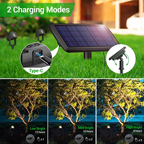 ropelux Solar Spot Lights Outdoor, Solar Outdoor Lights 3000 mAH, Solar Landscape Lights IP65 Waterproof with 36ft Cable Auto On/Off, Outdoor Landscape Lighting for Garden/Yard/Pool/Bushes/Lawn/Tree