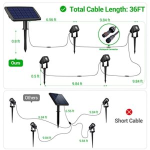 ropelux Solar Spot Lights Outdoor, Solar Outdoor Lights 3000 mAH, Solar Landscape Lights IP65 Waterproof with 36ft Cable Auto On/Off, Outdoor Landscape Lighting for Garden/Yard/Pool/Bushes/Lawn/Tree