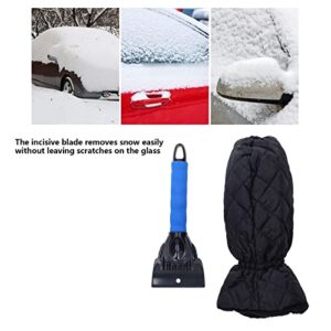 plplaaoo Snow Shovel,Waterproof Snow Shovel for Car,Ice Scraper Mitt 2 in 1 Design Elastic Band Design,with Glove,Emergency Snow Shovel for Car, Snowmobiles,Garden,Beach,Easy to Hold(Blue)