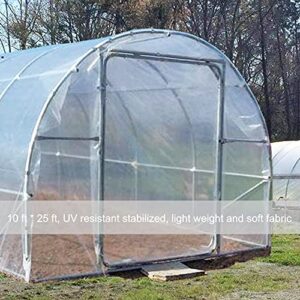 6 mil Greenhouse Plastic Film Sheeting Cover, 10' x 26' UV Resistant Polyethylene Film, 4 Year Green House Hoop Supply Farm Plastic Cover