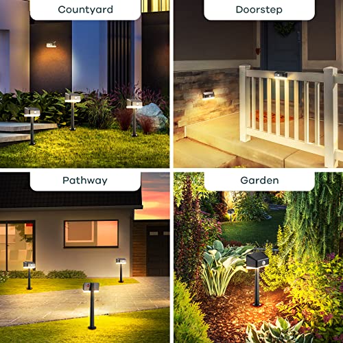 Linkind Solar Pathway Lights 4 Pack, Motion Sensor Solar Outdoor Lights Waterproof, Super Bright 2 in 1 LED Solar Lights for Pathway, Yard, Landscape, Walkway, Fence, Step, Patio, Warm White