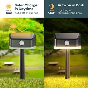 Linkind Solar Pathway Lights 4 Pack, Motion Sensor Solar Outdoor Lights Waterproof, Super Bright 2 in 1 LED Solar Lights for Pathway, Yard, Landscape, Walkway, Fence, Step, Patio, Warm White